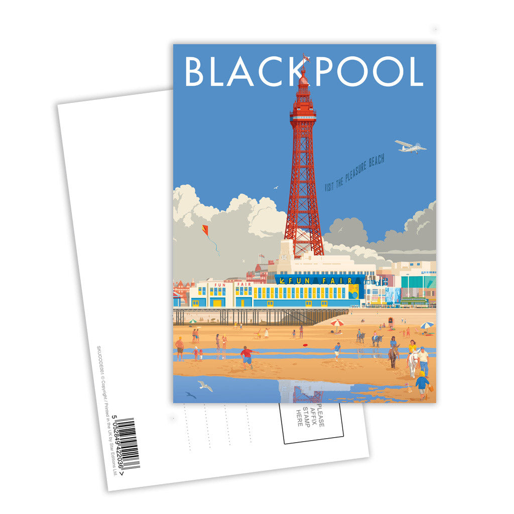 Blackpool Postcard Pack of 8 – Stephen Millership - The Art of Travel