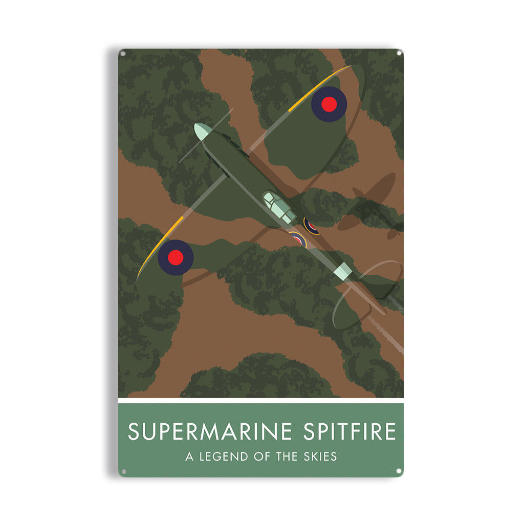 Supermarine Spitfire Metal Sign – Stephen Millership - The Art of Travel