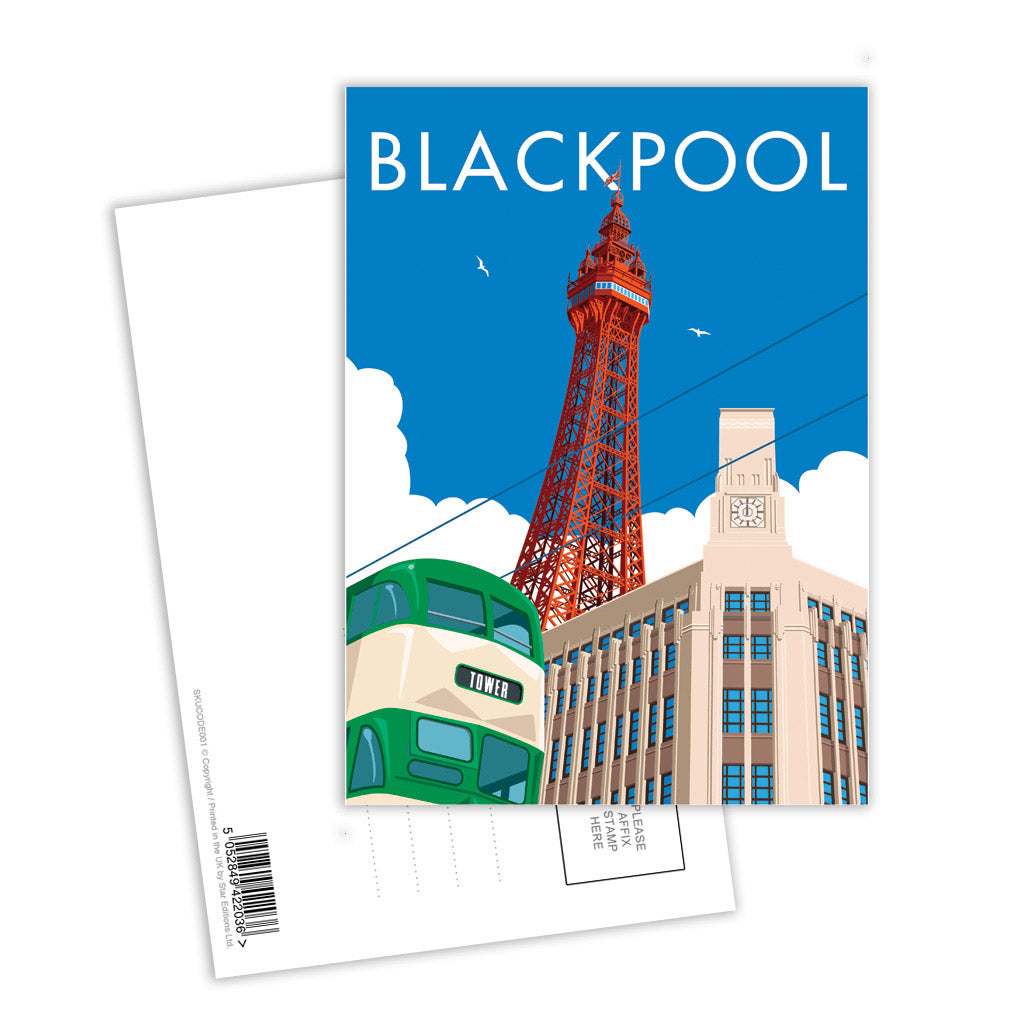 Blackpool Postcard Pack of 8 – Stephen Millership - The Art of Travel