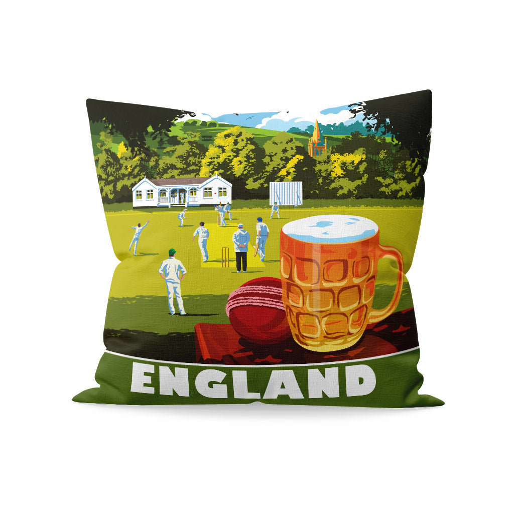 England Village Cricket Cushion – Stephen Millership - The Art of Travel