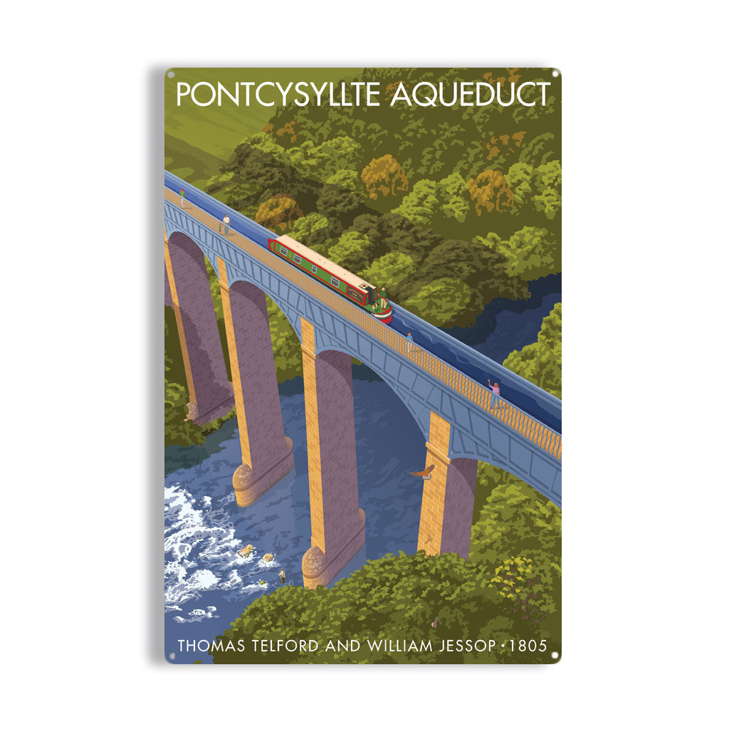 Pontcysyllte Aqueduct Metal Sign – Stephen Millership - The Art of Travel